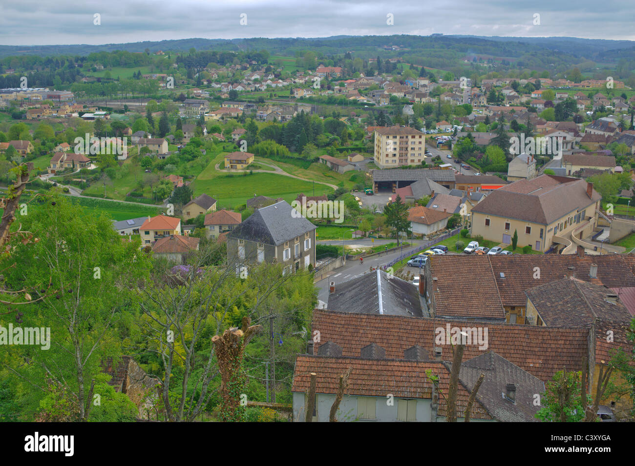 Aerial view of Gourdon France in the springtime Stock Photo - Alamy
