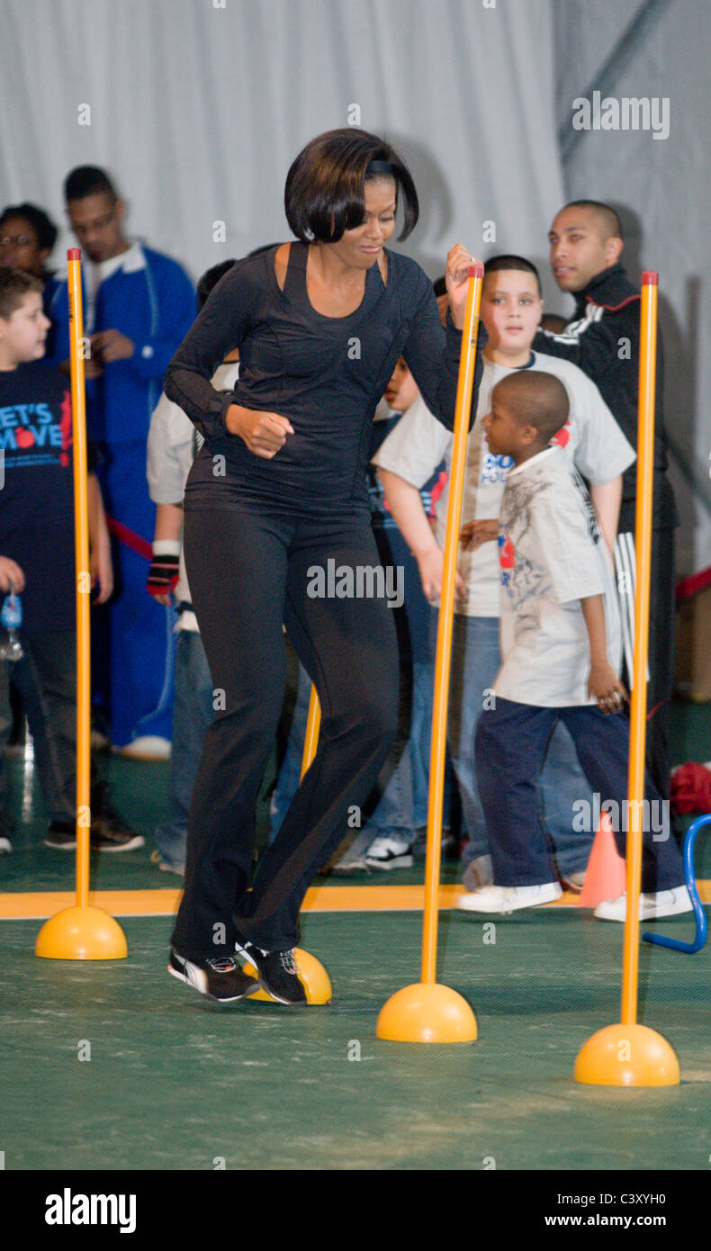 First lady Michelle Obama participates in U. S Soccer Foundation's free ...
