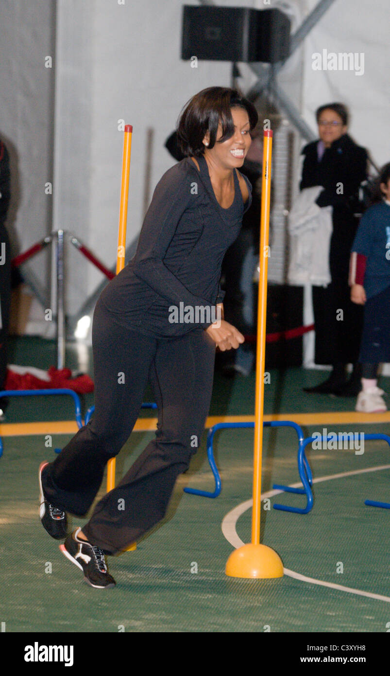 First lady Michelle Obama participates in U. S Soccer Foundation's free ...