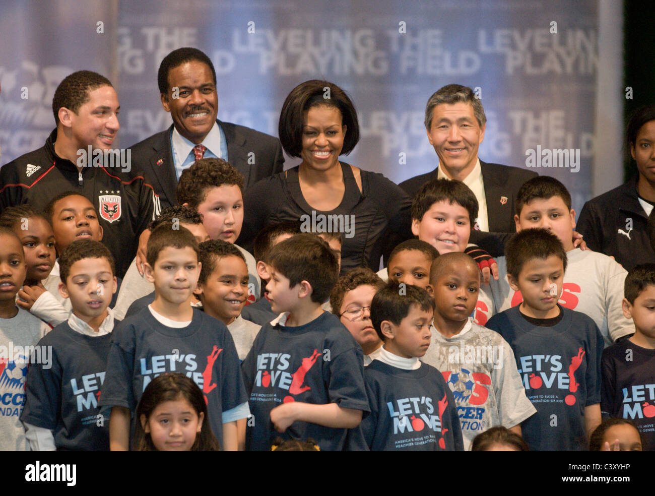 First lady Michelle Obama participates in U. S Soccer Foundation's free ...