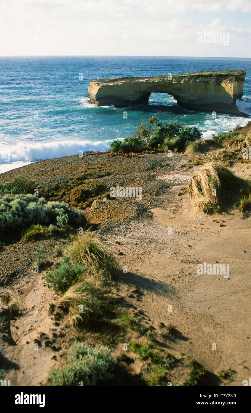 The rock formation London Bridge in the Port Campbell National Park at ...
