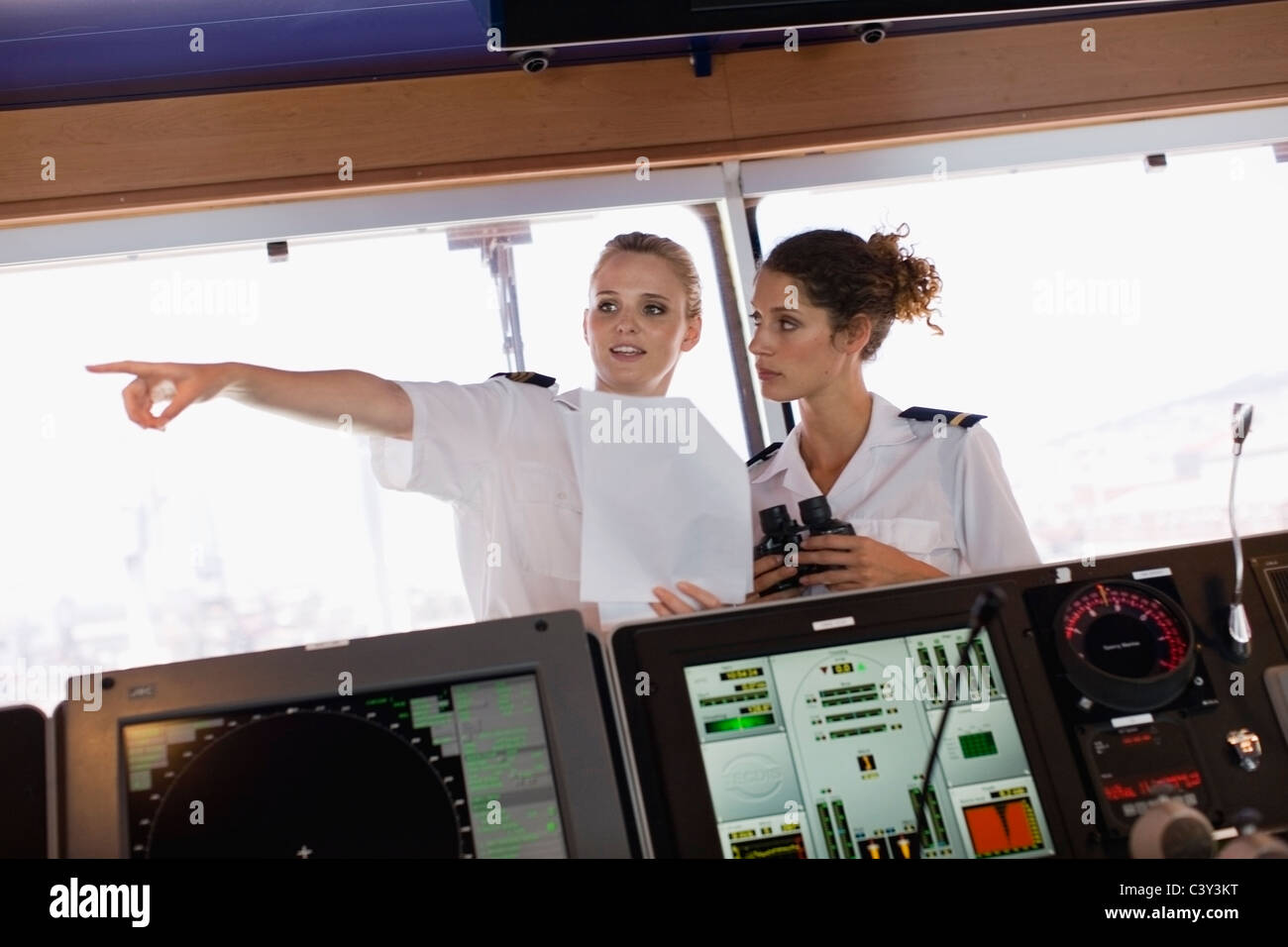 Two female sailors on ship Stock Photo - Alamy