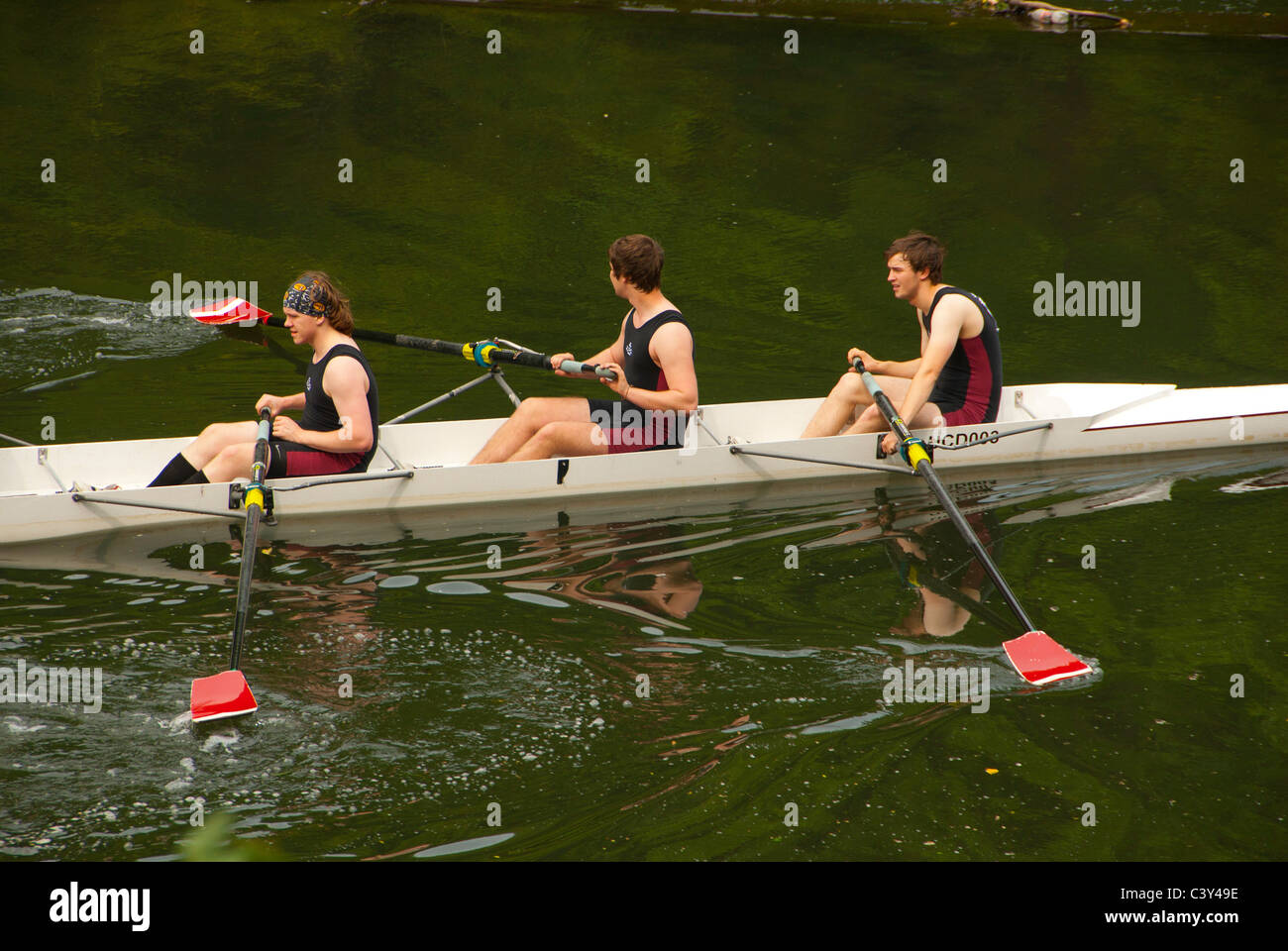 Racing boat (shell) on River Wear, Durham Stock Photo - Alamy