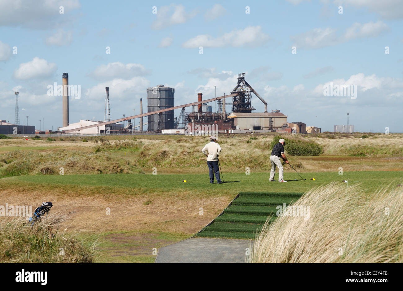 Redcar golf course with steelworks in background. Redcar, Cleveland ...
