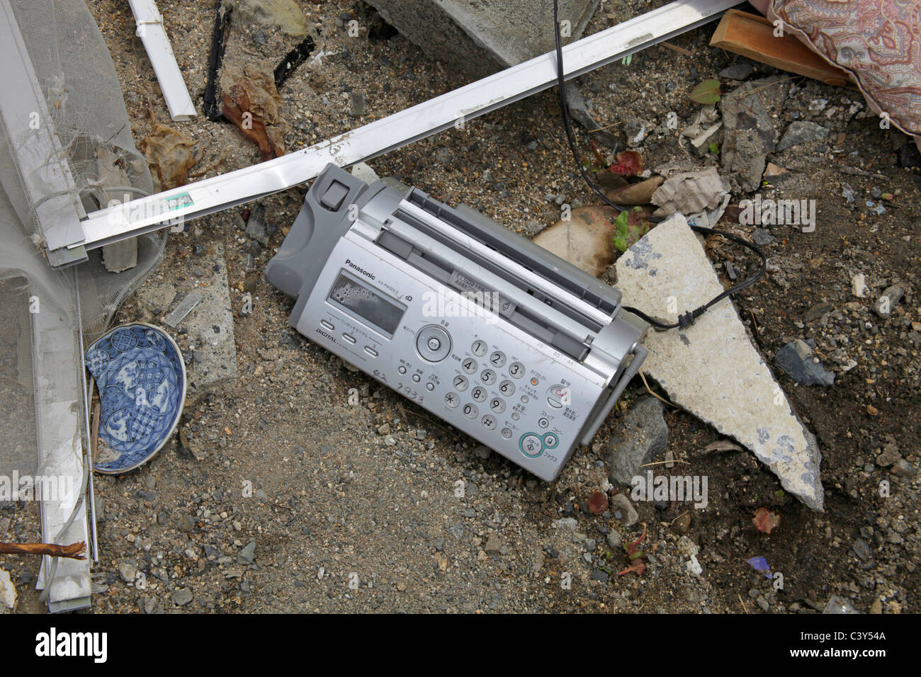 Ruins of the devastated residential area of tsunami hit Otsuchi-cho ...