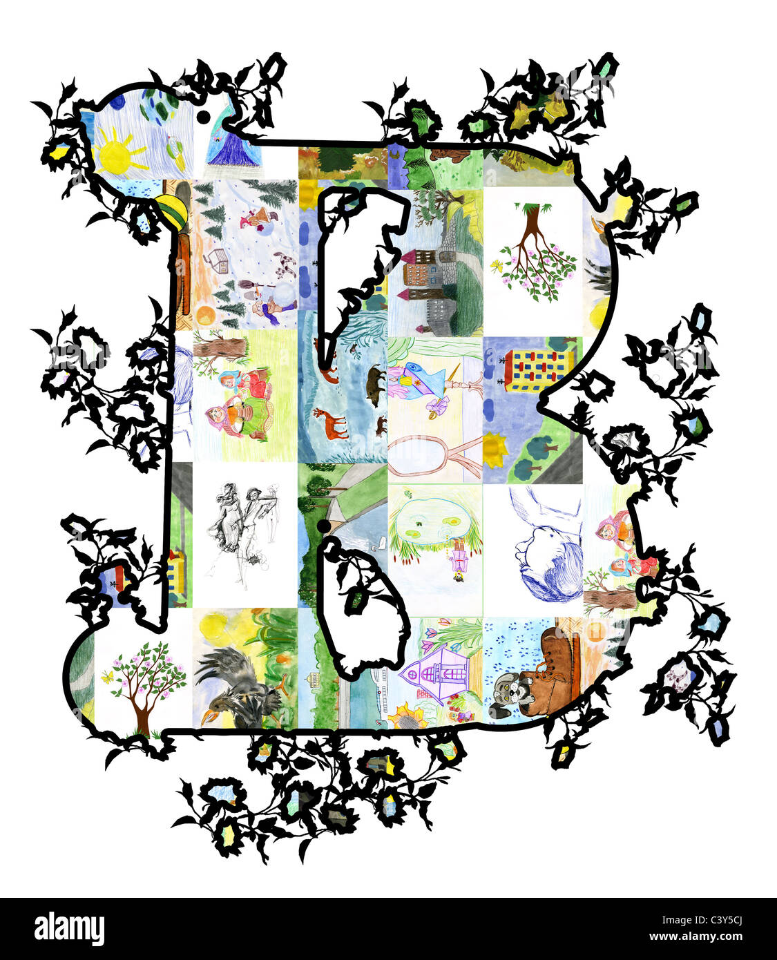 The letter B of children's drawings. Made by child Stock Photo - Alamy
