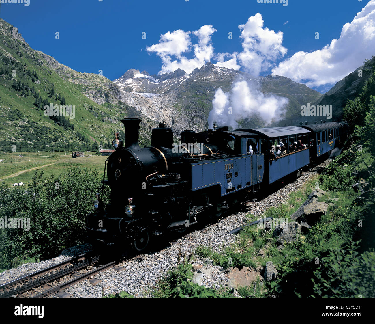 steam road Furka-mountain distance, steam locomotive, steam, vapor ...