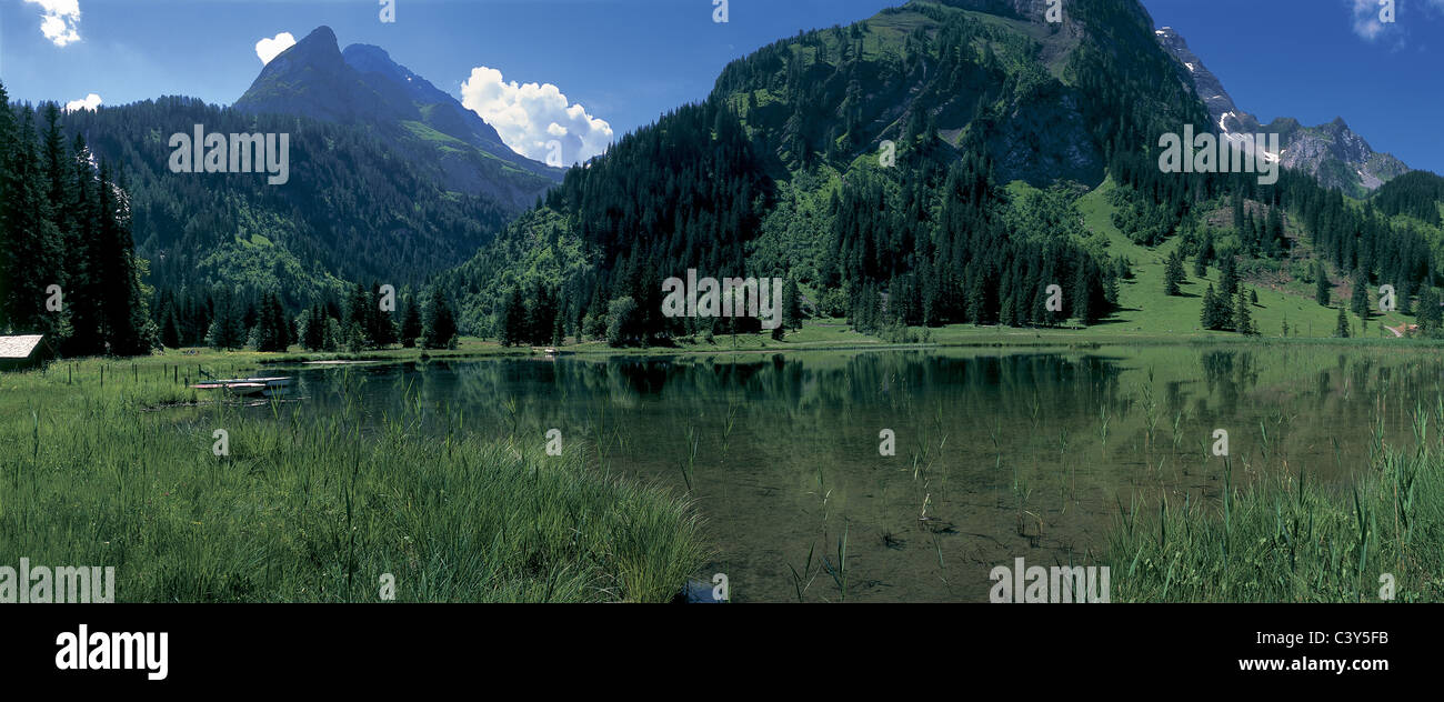 Lauenensee, lake, sea, reed, mountains, Alps, scenery, Lauenen, the ...