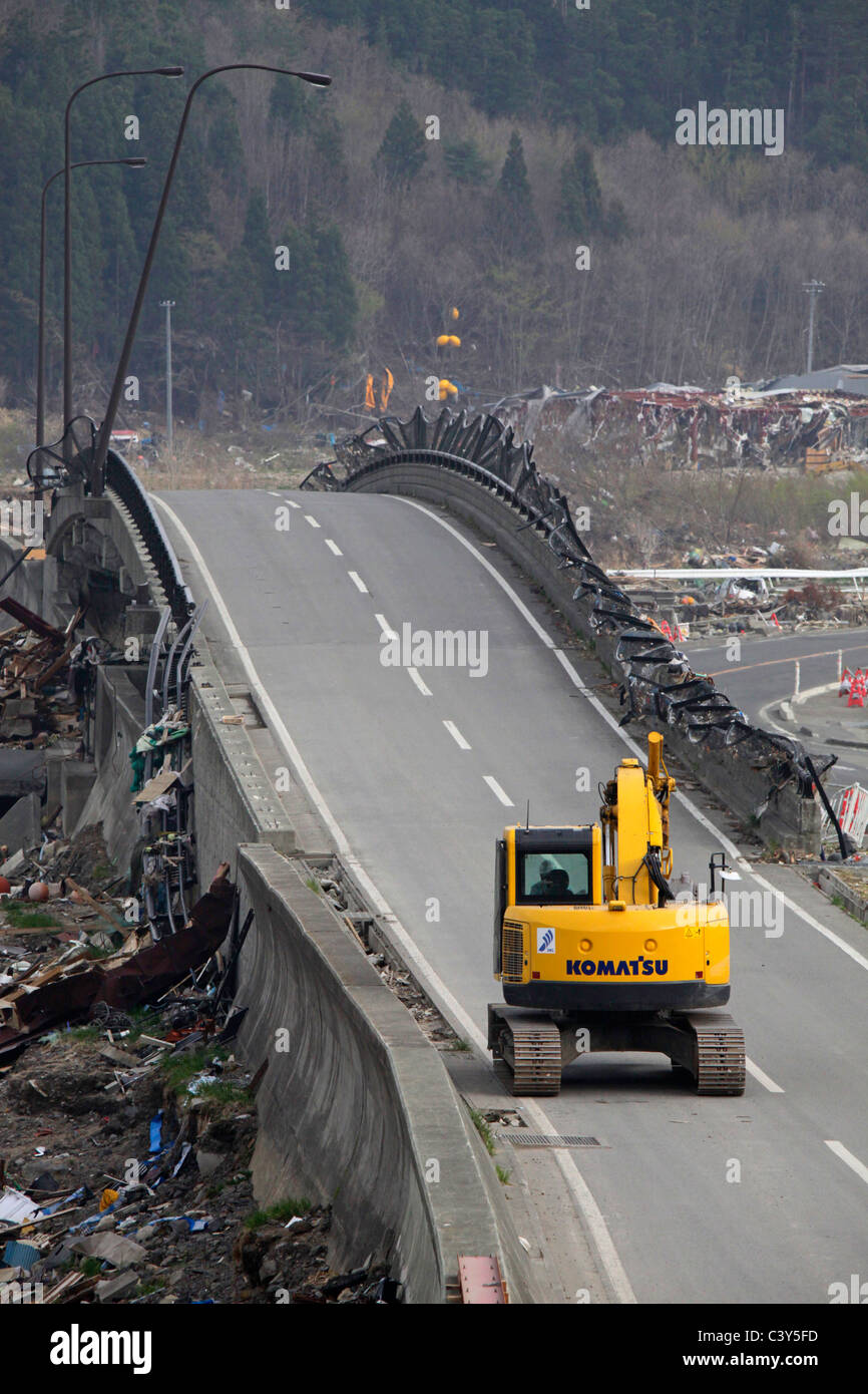 The road across devastated area Kirikiri Otsuchi-cho Iwate Japan Stock ...