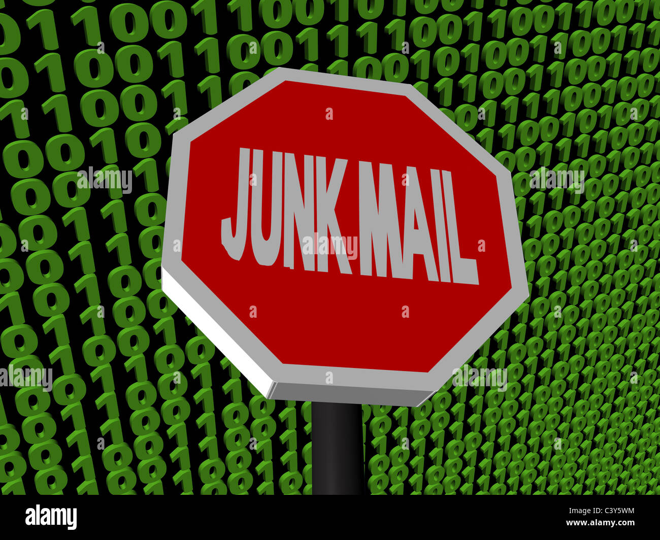 stop Junk mail sign on binary code illustration Stock Photo - Alamy