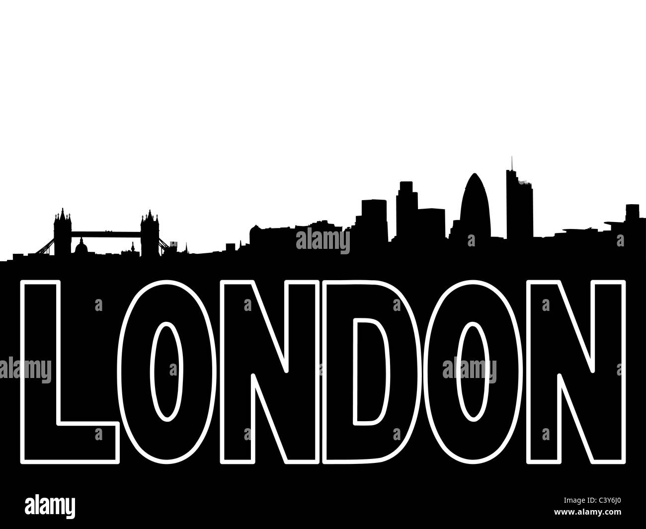 London Skyline and text outline illustration Stock Photo - Alamy