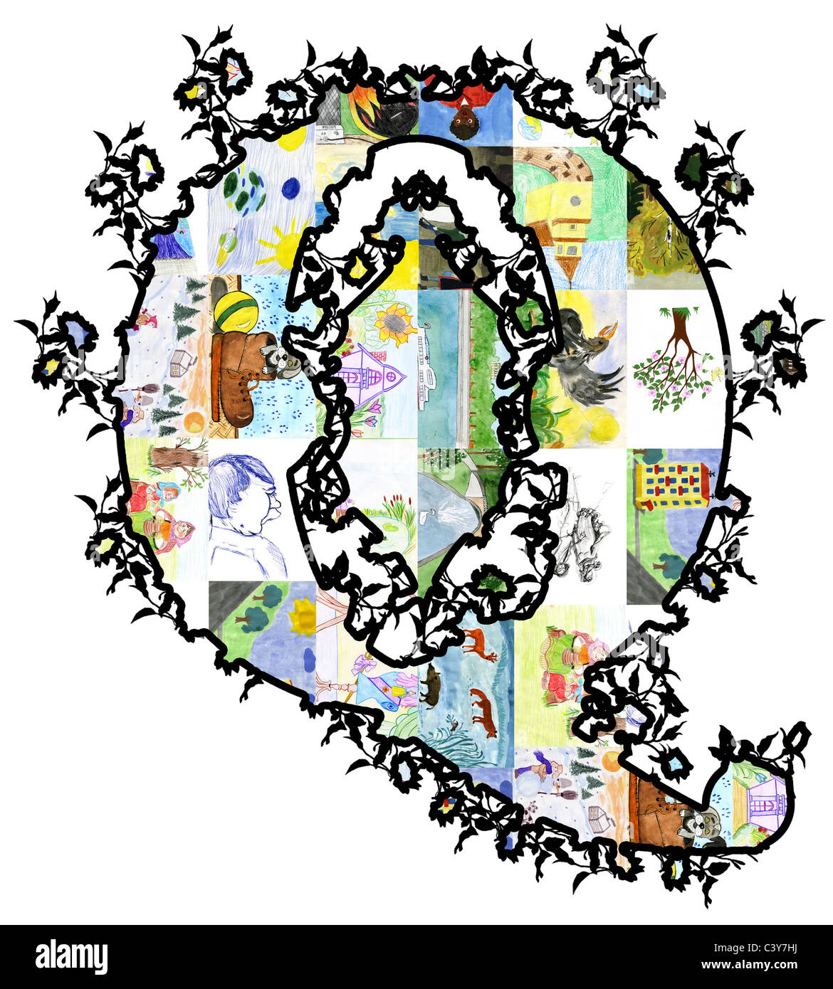 The letter Q of children's drawings. Made by child Stock Photo - Alamy