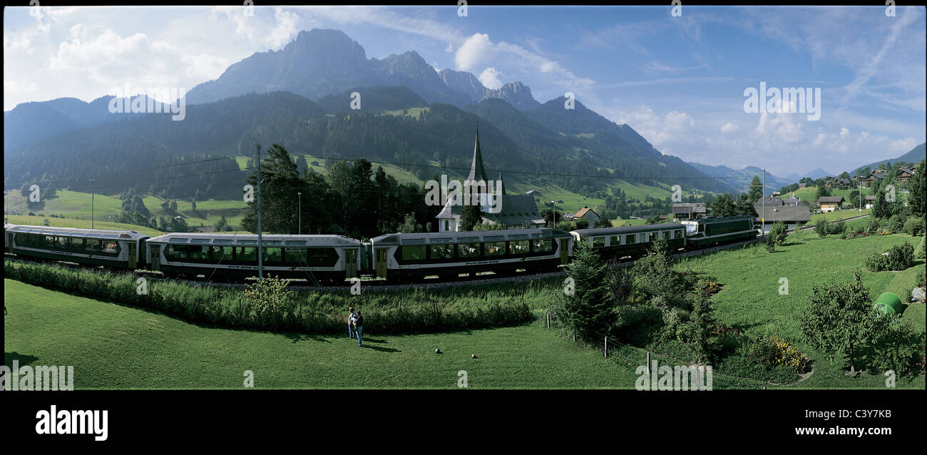 MOB, the Montreux Bernese Alps uplands road, train, feature, railroad ...