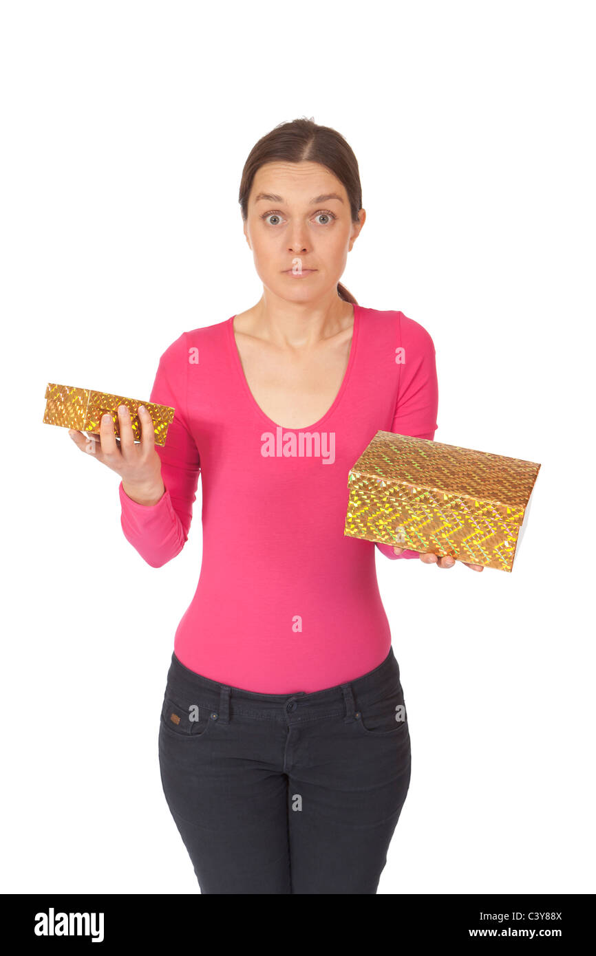 Woman with boxes Stock Photo - Alamy