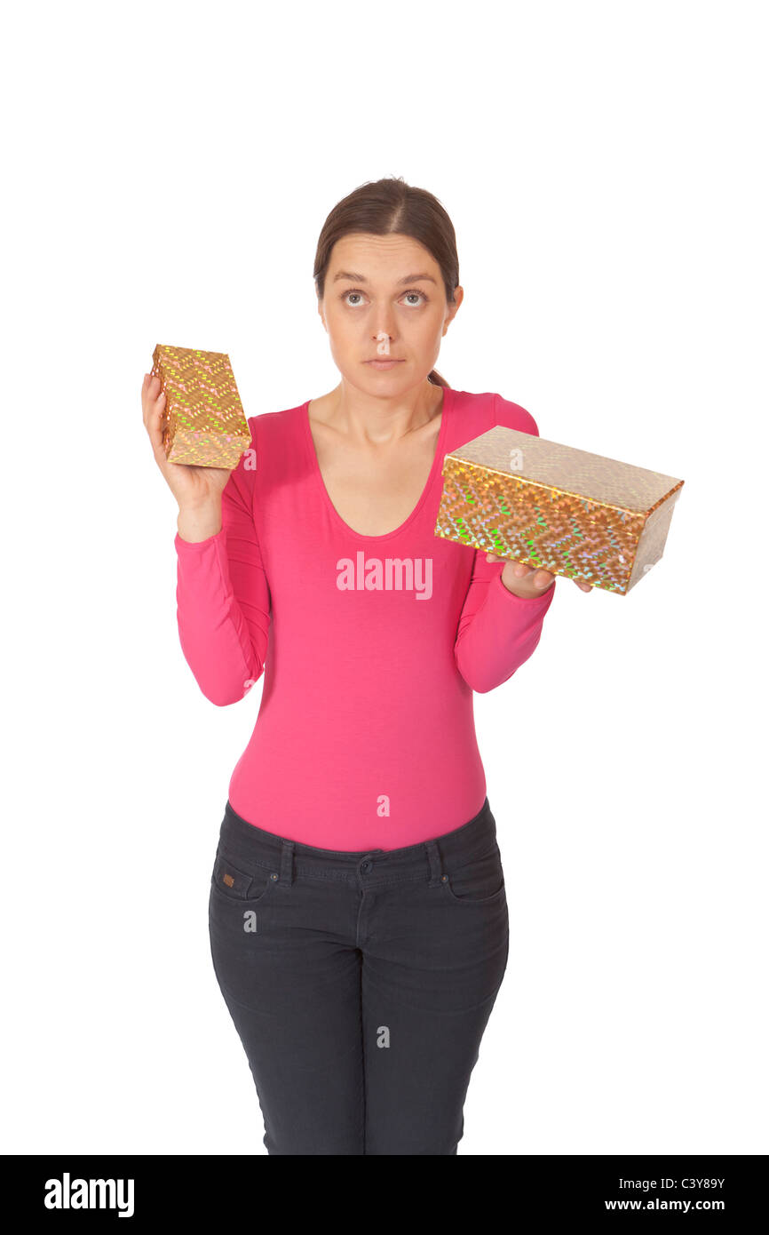 Woman with boxes Stock Photo - Alamy
