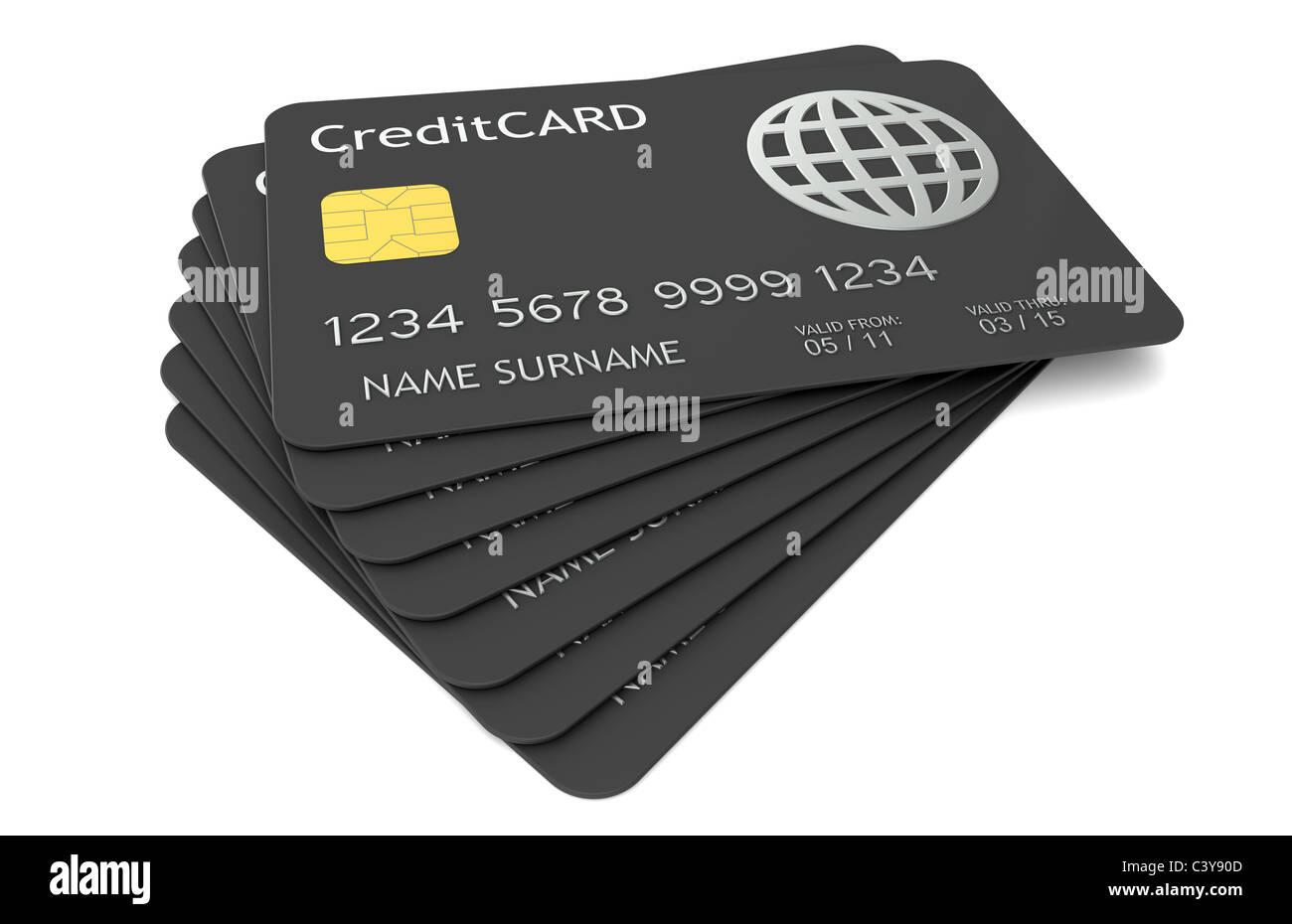 Credit Cards. Stack of Credit Cards. Isolated on white Stock Photo - Alamy