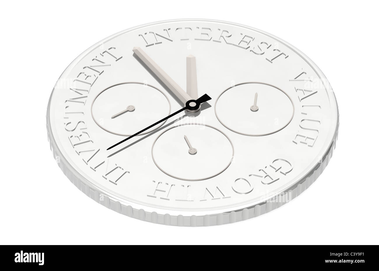 Time is Money. A Coin with a Clock Stock Photo - Alamy