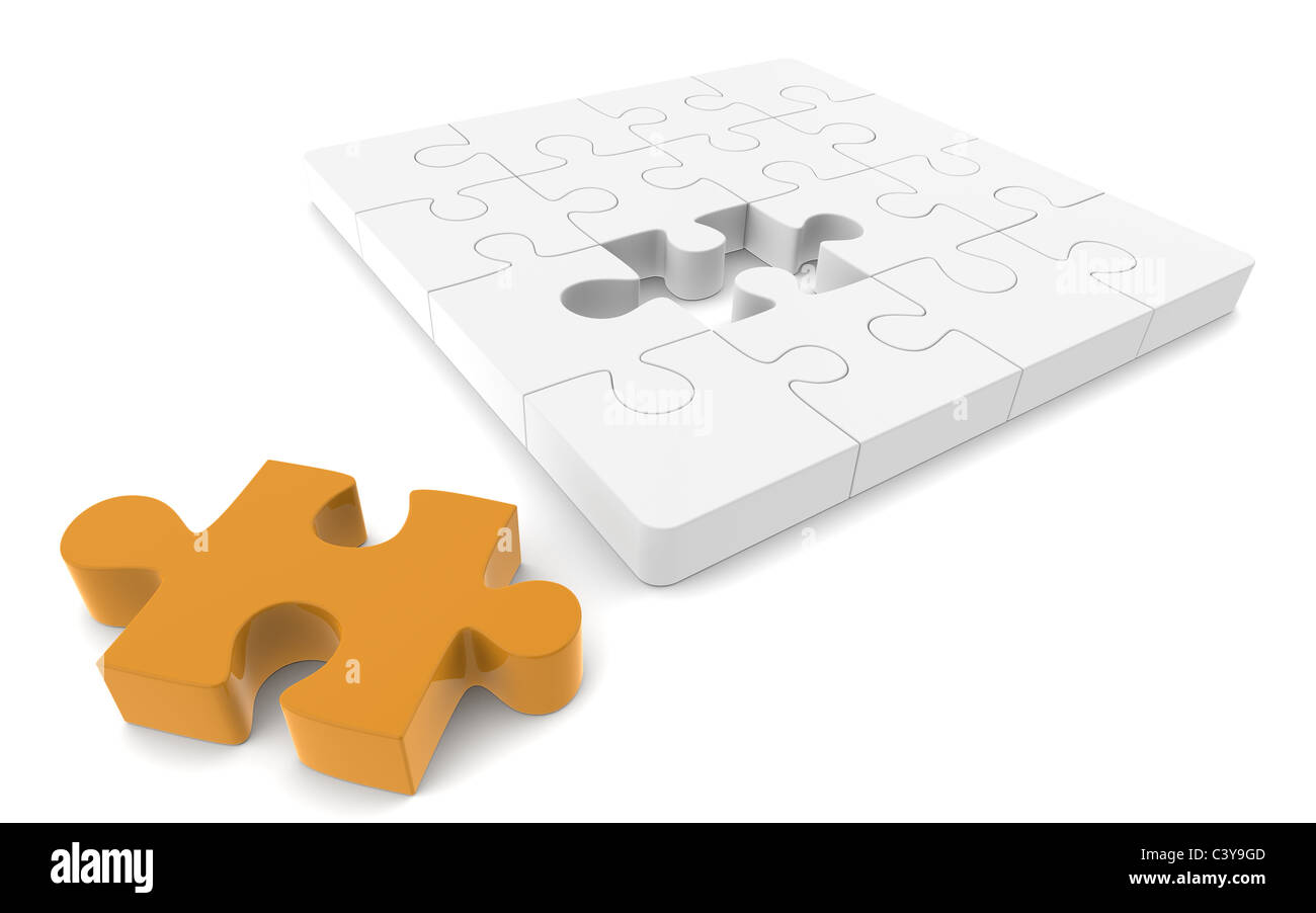Jigsaw Puzzle. One piece orange Stock Photo - Alamy