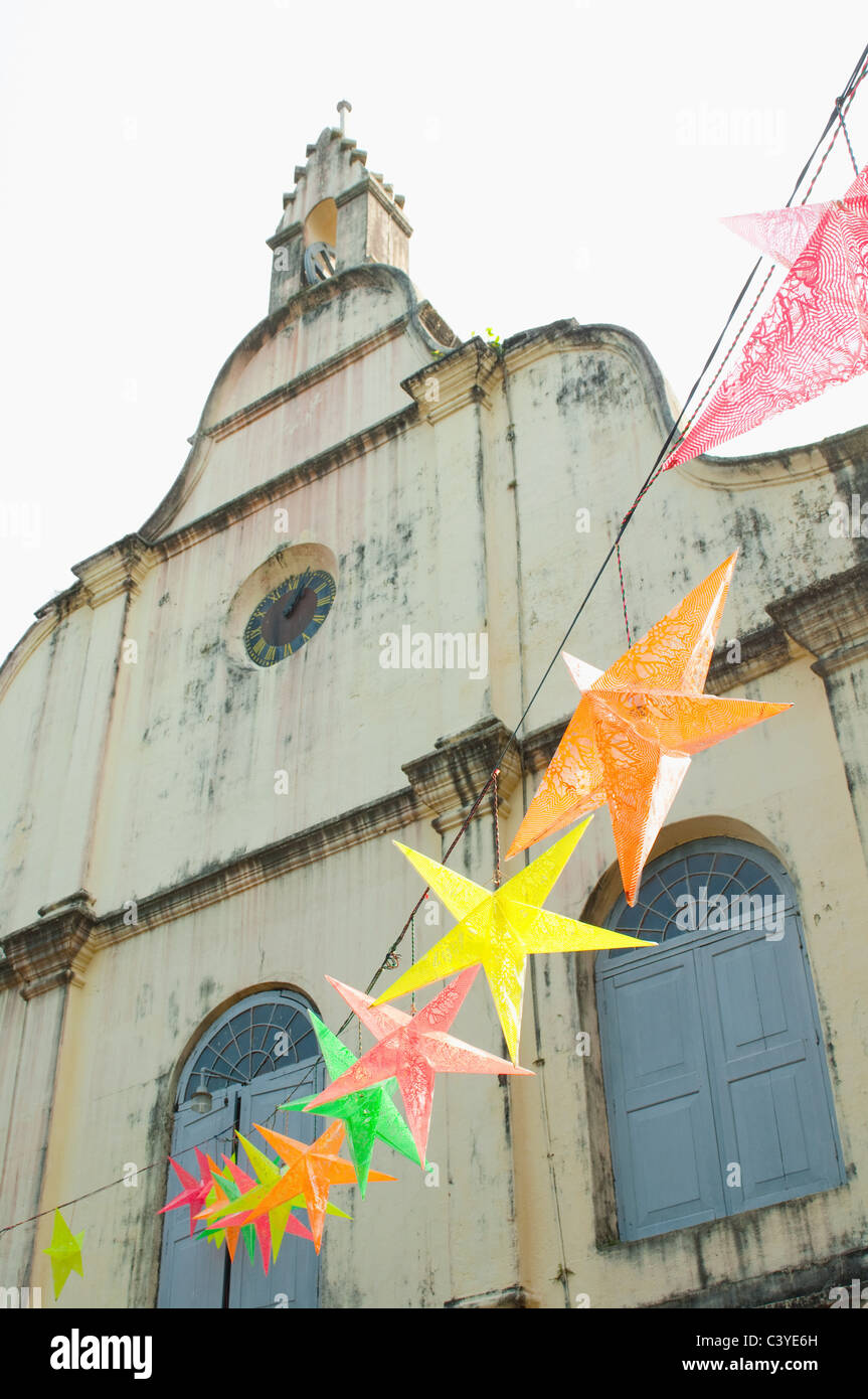 Colourful decorations outside catholic church in Cochin, Kerala Stock ...