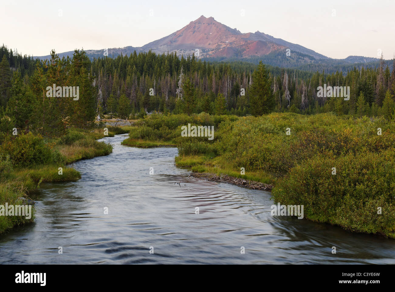 Volcano, Broken top, Three Sisters Wilderness, Cascade Range, Oregon ...