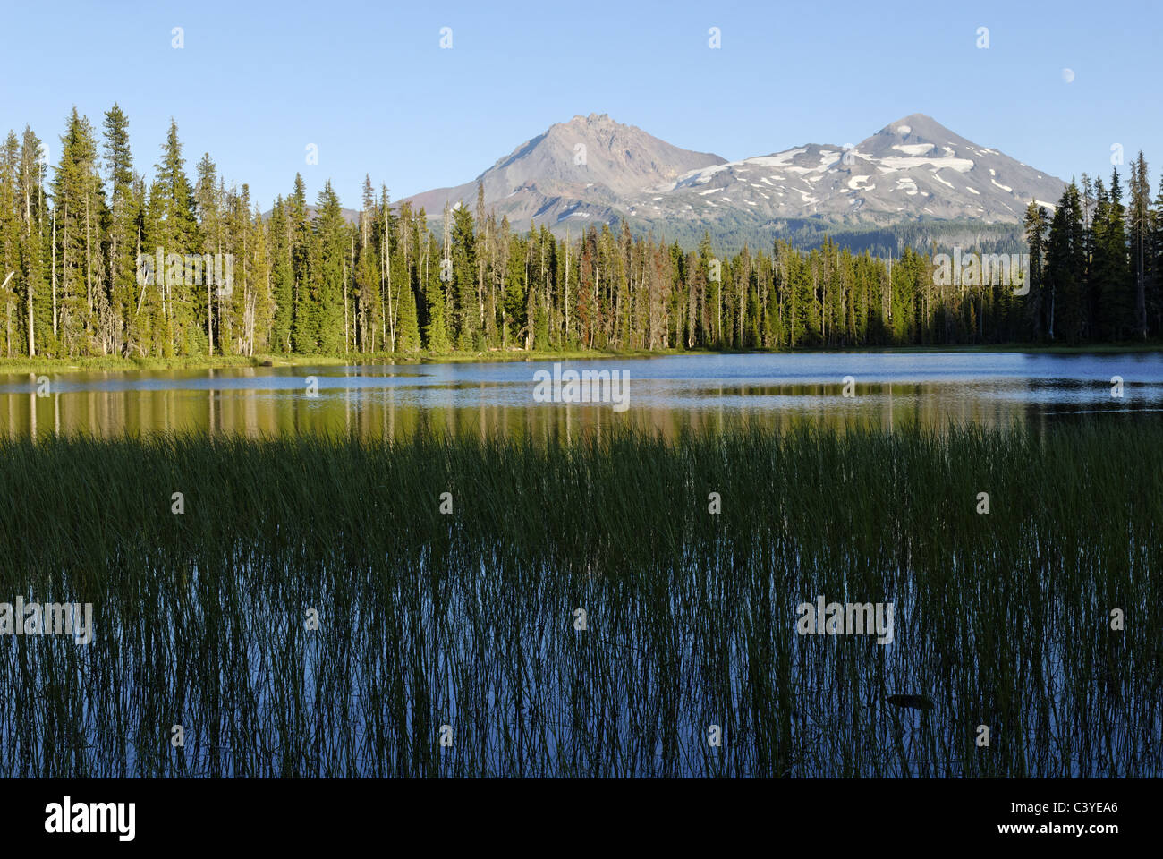 Scott Lake, volcano, McKenzie Pass, volcano, North, Middle Sister ...