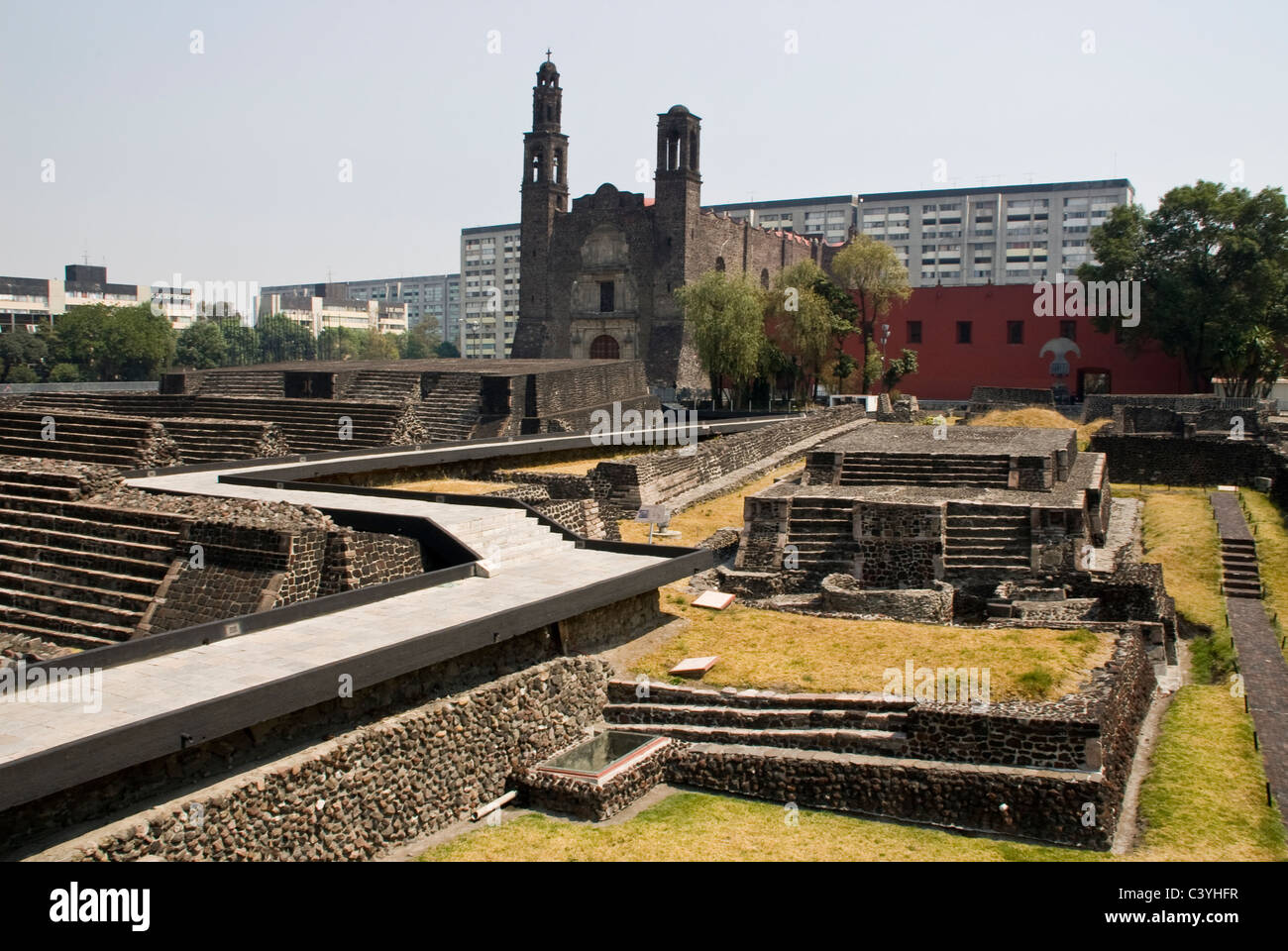 The Church of Santiago(17th century) and the Aztecs Ruins of Temple ...