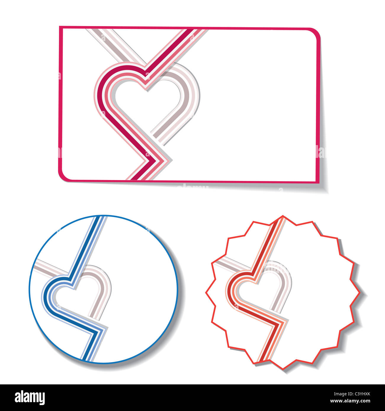 Stickers with retro heart design element illustration Stock Photo - Alamy