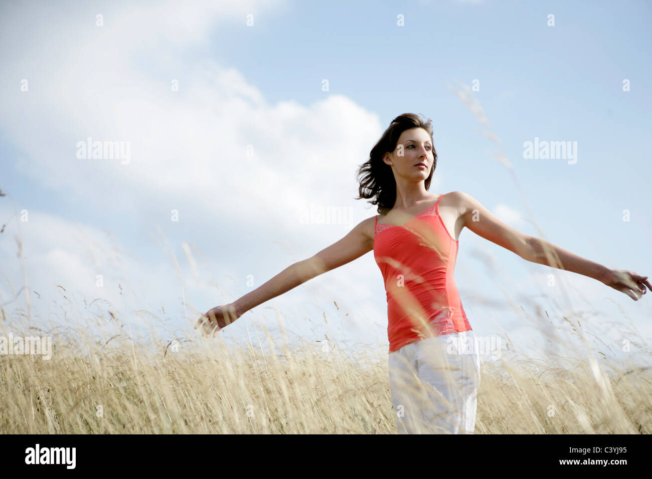 woman, beauty, nature, free, gentle, feel, sky, one woman only, young ...