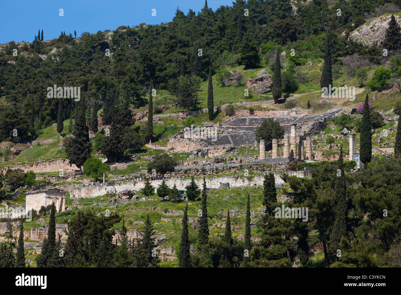 The Temple of Apollo, the Theater and the Treasury of Athens at Delphi ...