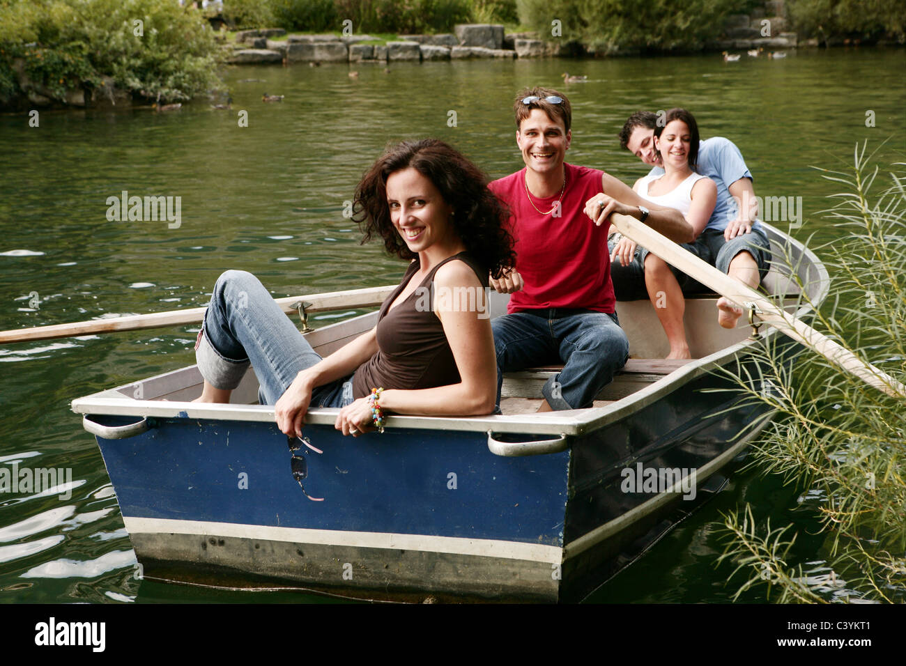 relaxing, people, laughing, boat, rowing, trip, portrait, group, adults ...