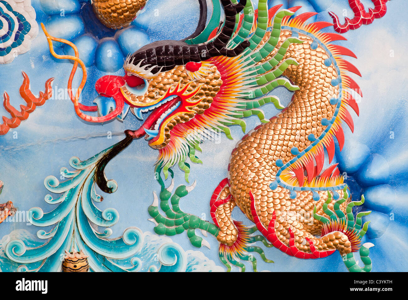 Chinese "Naja" Shrine Wall Decor,Painting in Angsila, Chonburi,Thailand ...