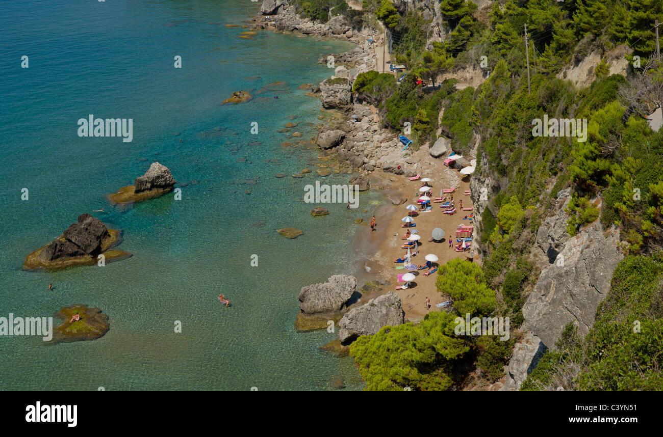 Mirtiotissa beach, Pelekas, Corfu, Europe, Greece, landscape, water ...