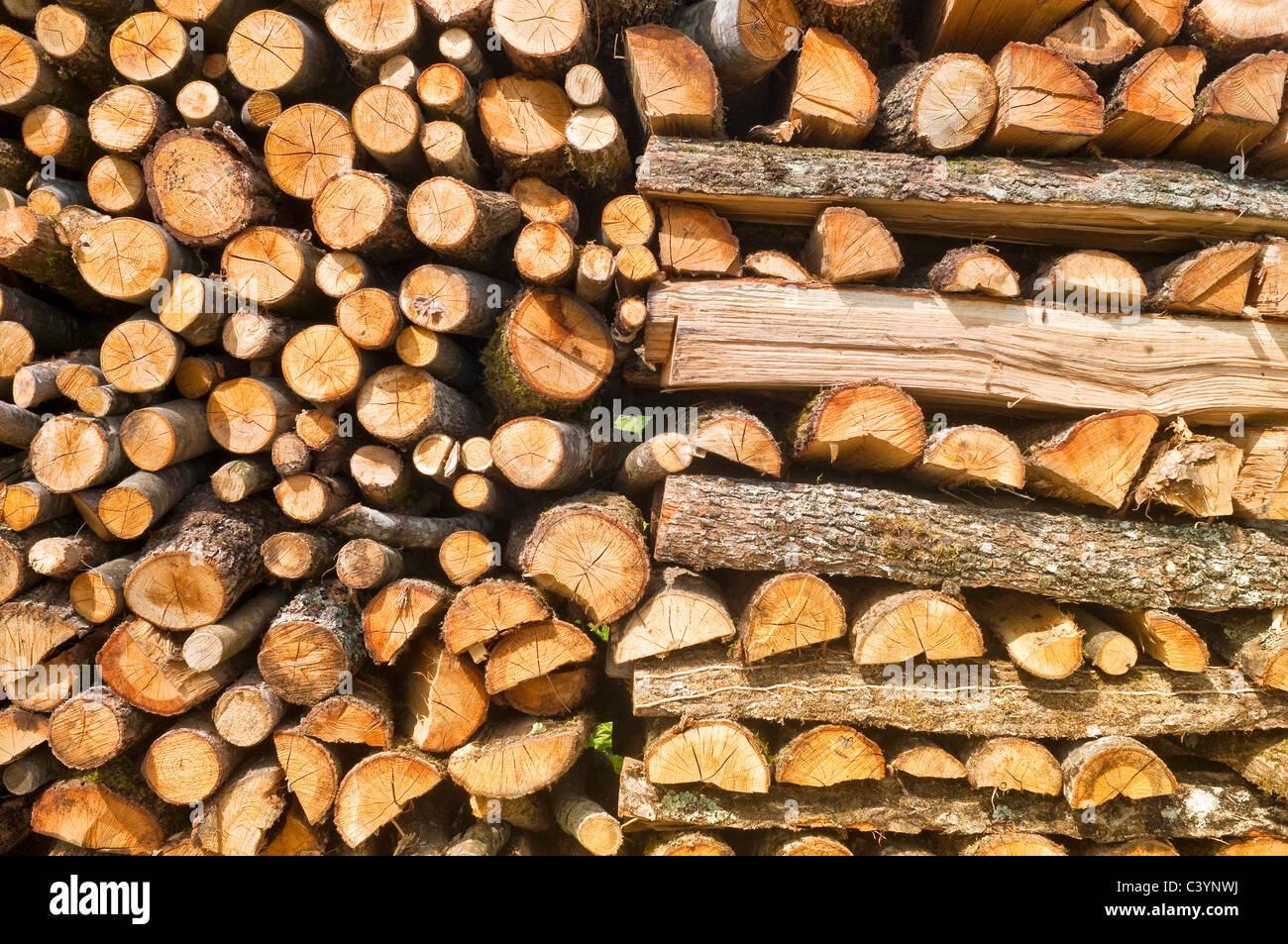 Pile of logs for firewood - France Stock Photo - Alamy