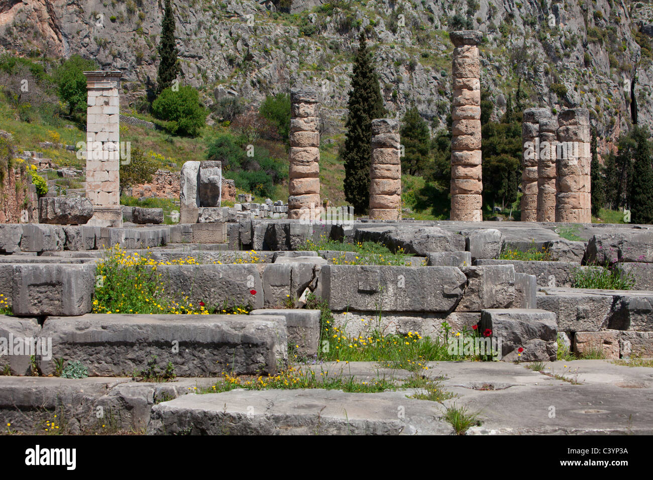 The Temple of Apollo at Delphi in Greece Stock Photo - Alamy