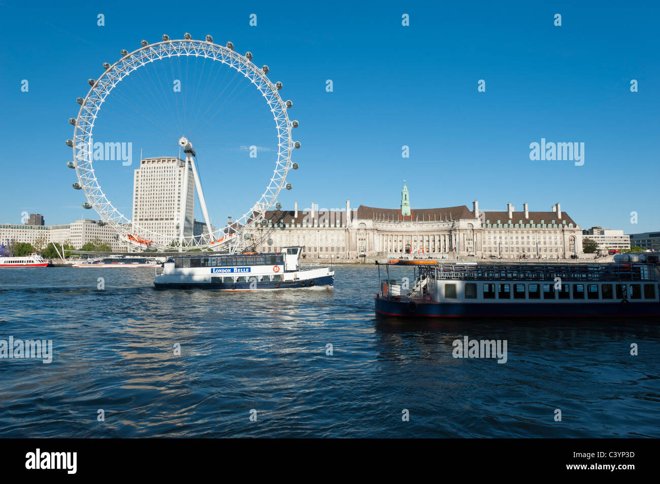 The London Eye on the South Bank of the River Thames as viewed from the ...
