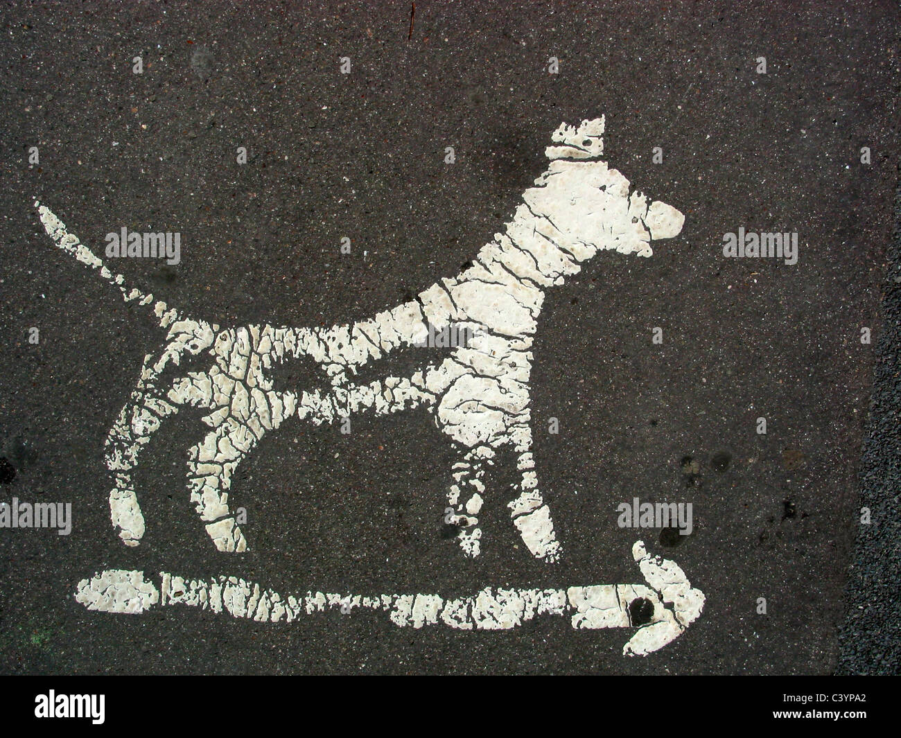 Dog, road sign, road marking, street sign, dog sign, painting, Reims ...