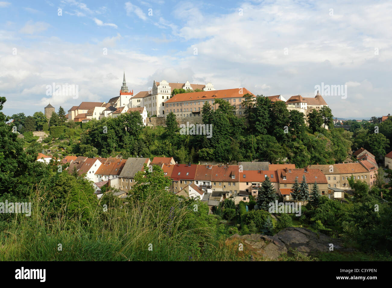 Germany, Europe, Saxony, Bautzen, view, from, Protschenberg, trees ...