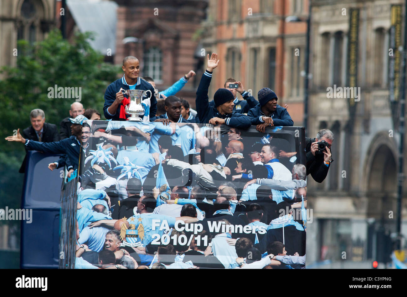 vincent company and team with FA Cup on victory parade through ...