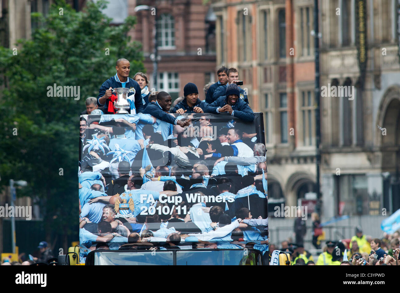 vincent company and team with FA Cup on victory parade through ...