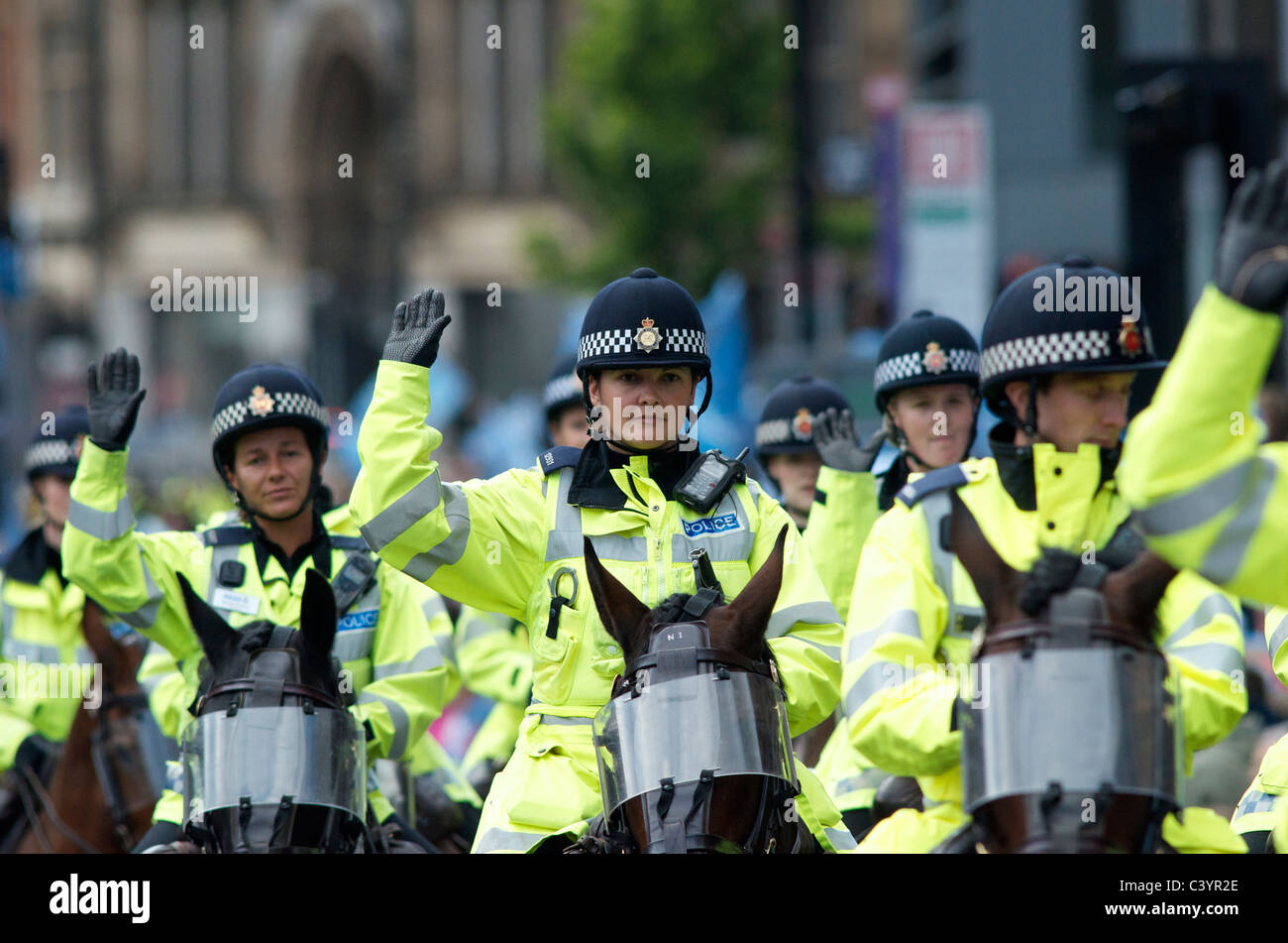 police on horseback lead the manchester city fa cup victory parade ...