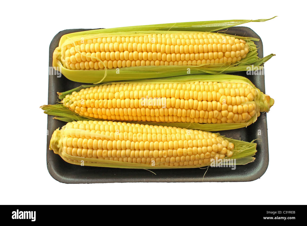Corn cob sweetcorn ready for cooking isolated on white Stock Photo - Alamy