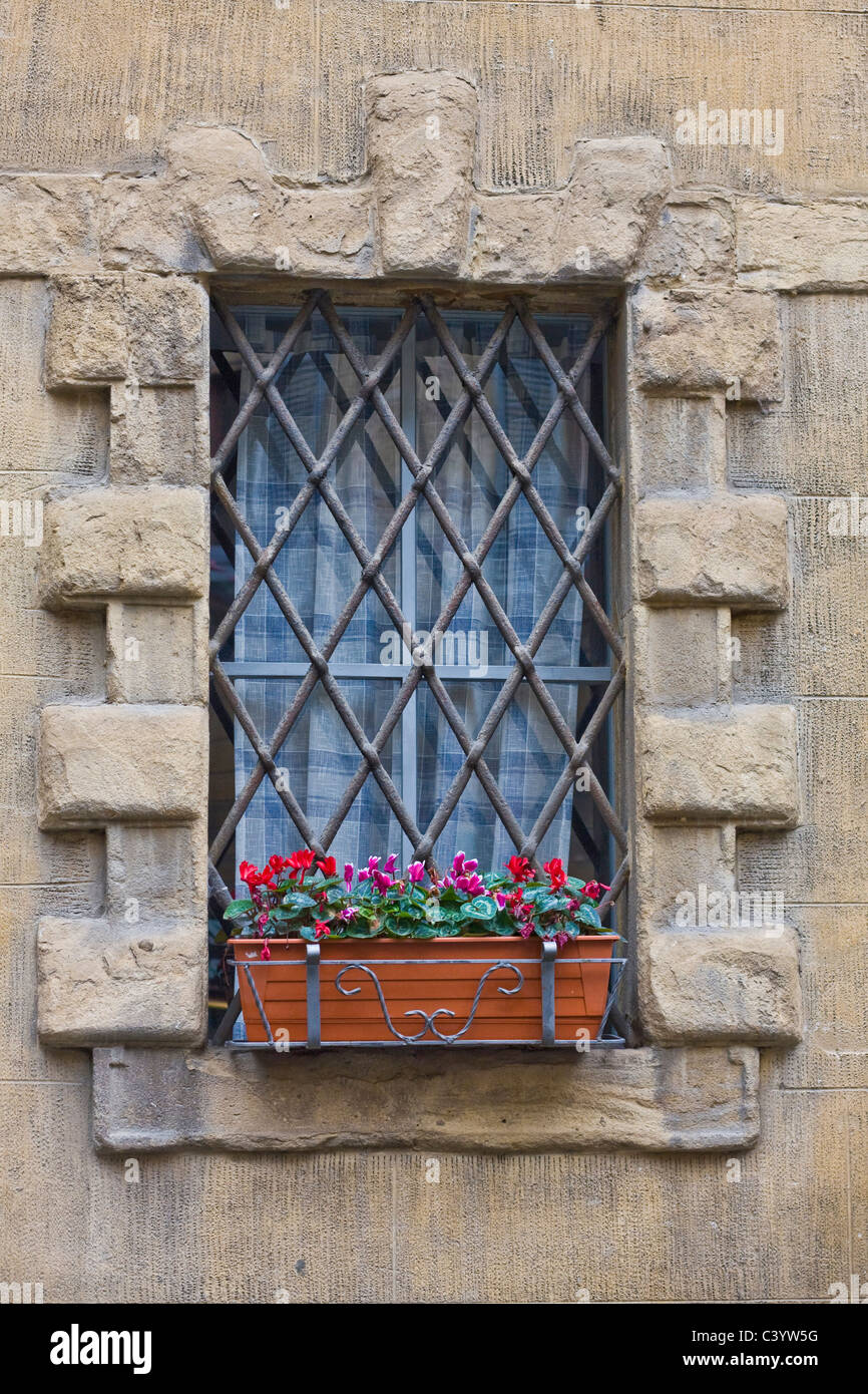 ancient window with iron lattice Stock Photo - Alamy