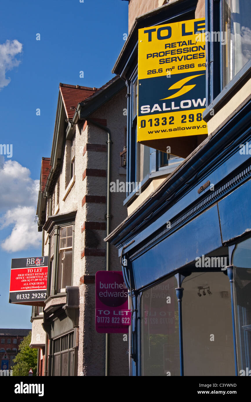 To Let signs on business premises, Belper, Derbyshire Stock Photo - Alamy
