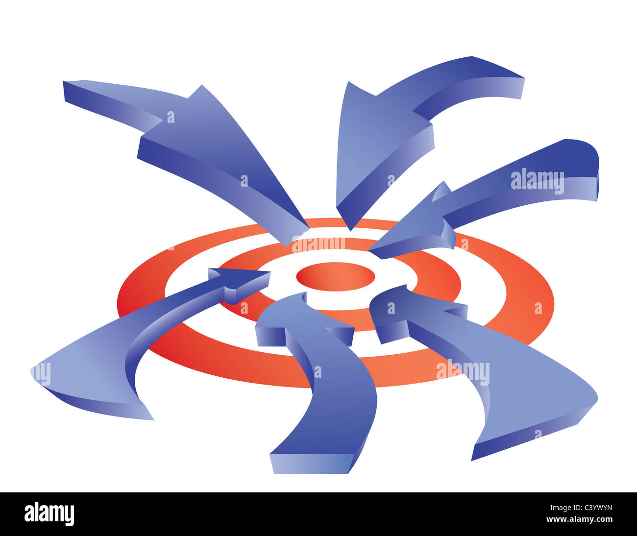 Set of arrows achieving target. Abstract illustration Stock Photo - Alamy
