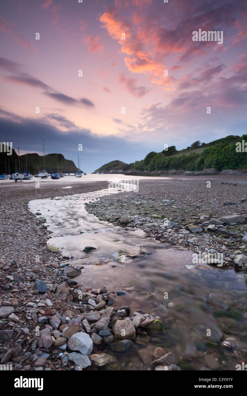 Water Mouth Cove at sunset, Devon, England. Spring (May) 2011 Stock ...