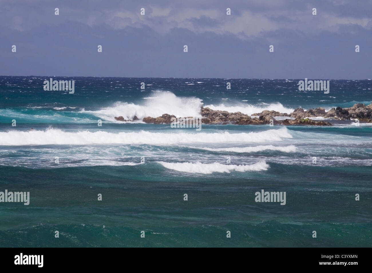 Windswept waves at Hookipa Beach, located on the windy North Shore of ...
