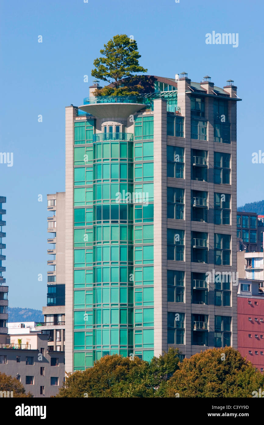 Green Living - a large pine tree grows atop this modern tower in ...