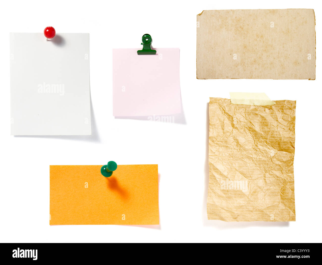 note papers with push pins Stock Photo - Alamy