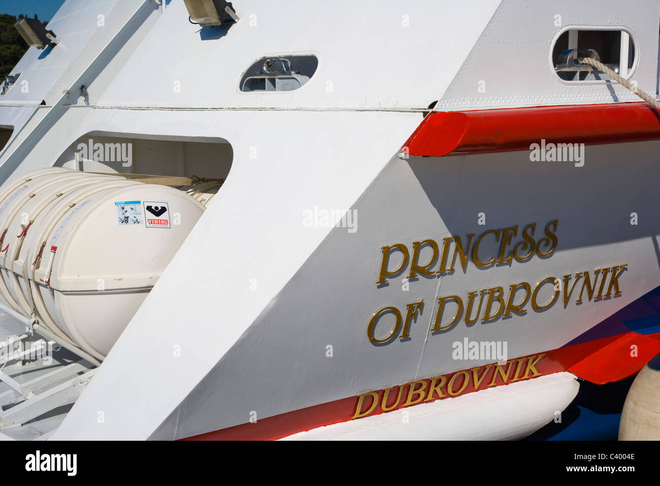 Princess of Dubrovnik catamaran in the southern harbour of Rovinj ...