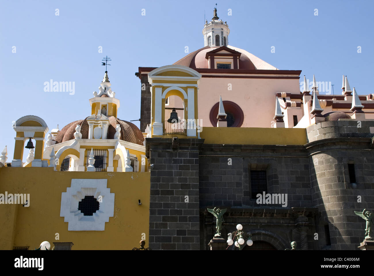 Puebla Cathedral (1575-1690).Main facade and the Towers. City of Puebla ...
